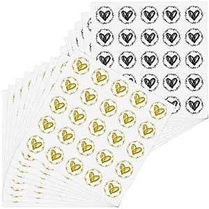 Koogel 500 PCS Heart Stickers 1.5 inch Heart Envelope Seals,2 Styles for Valentine's Day,Wedding Invitations,Craft and Greeting Cards