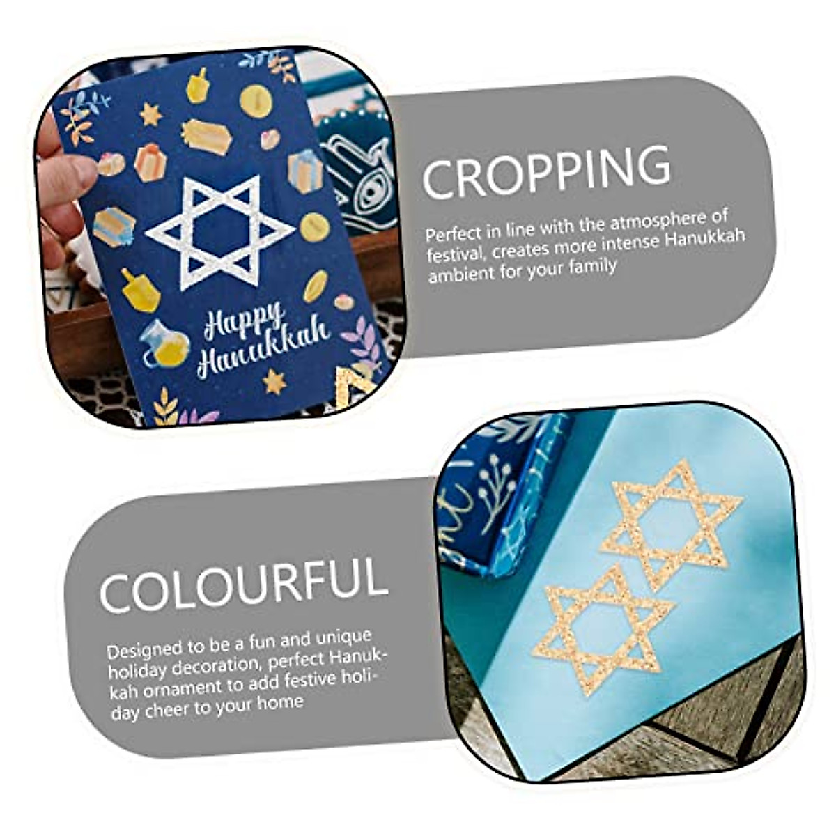 Amosfun Party Table Decor 150 Pcs Hanukkah Decoration Daily Necessities Star Shape Non-woven Fabric Star Sequins