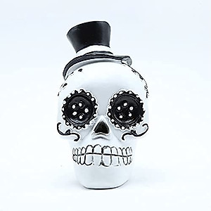 Barclay's Buys Better Home Goods Day of The Dead Skull Couple, Sugar Skull, Halloween Decor, Black and White Figurine Skeleton Set, Rose Wreath and Top Hat
