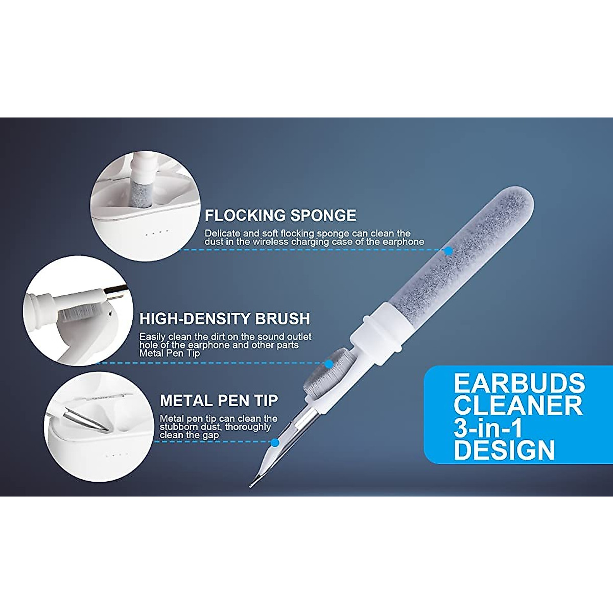Airpod Cleaner Kit,Earbuds Cleaning Pen for Airpods Pro 1 2 Generation Earphones Case Headphone Multi-Function Pen Brushes Putty Tool for Phone Speaker Compatible iPhone Charging Lightning Port Hole