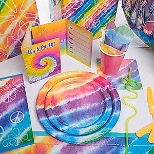 Unique Tie Dye Round Dinner Paper Plates, 9", Multicolor