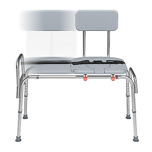 WAYES Sliding Shower Chair and Tub Transfer Benches with Cutout Access, Adjustable Seat Height and Safety Belt, Bath and Shower Safety for Seniors, Quick Tool-Less Assembly