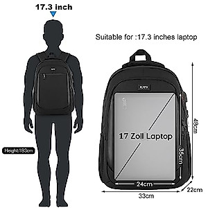 Laptop Backpack Travel, School Backpack with Usb Charging Port for Men Womens Anti Theft Water Resistant College School Bookbag Business Computer Backpack Fits 17.3 Inch Notebook Over 3 Years Old