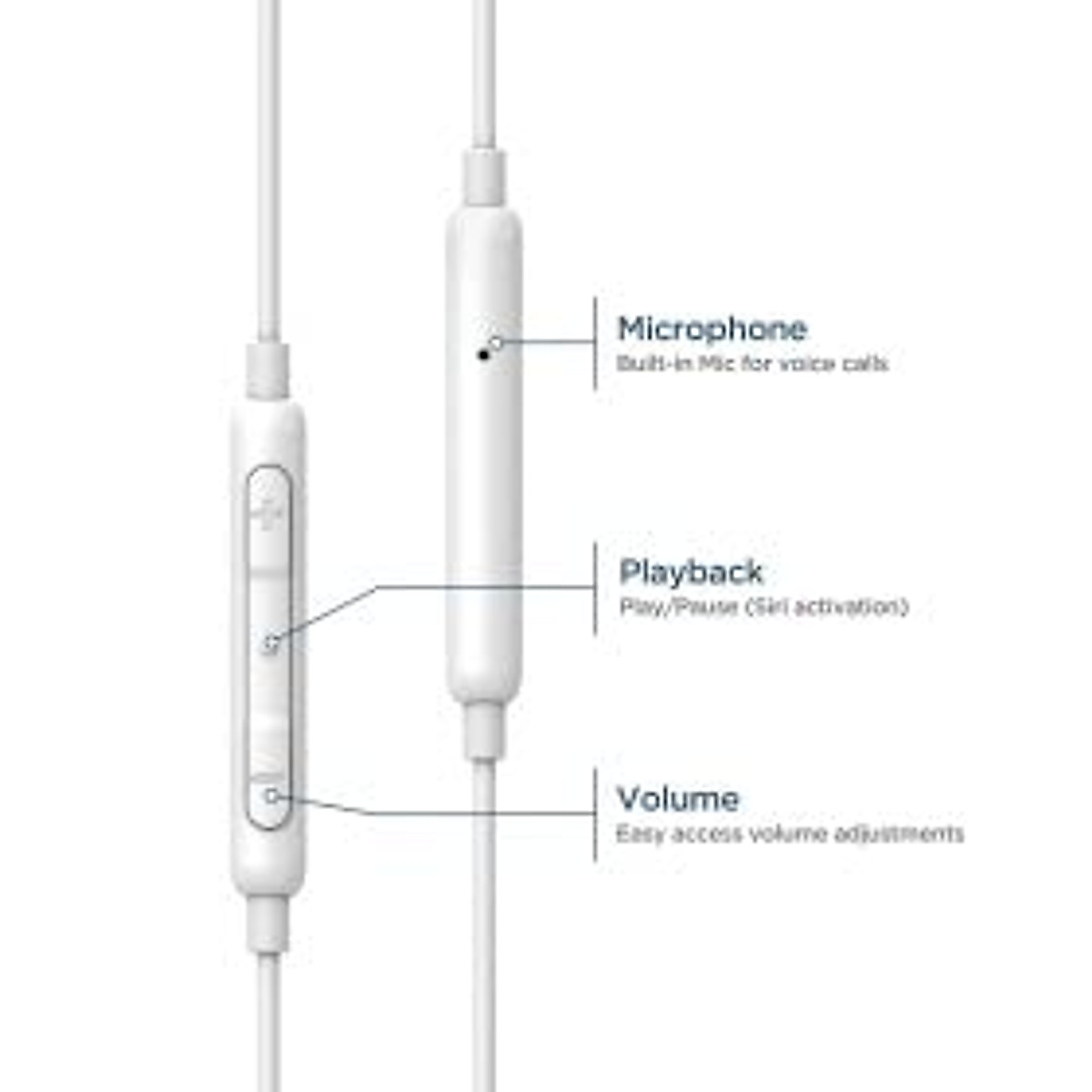 Thore iPhone Earbuds with Lightning Connector MFi Certified by Apple Earphones (V100) Wired in-Ear Headphones with Volume Control & Mic for iPhone X, XS, XR, 11, 12, 13, 14 Pro Max (White Silver)