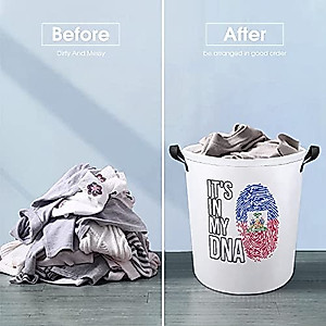 It's in My DNA Haiti Flag Large Laundry Basket Hamper Bag Washing with Handles for College Dorm Portable