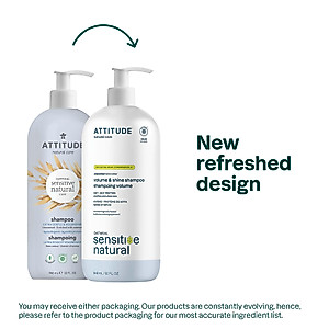 ATTITUDE Hair Shampoo for Sensitive Dry Scalp, EWG Verified, Soothing Oat, For Thin Hair, Naturally Derived Ingredients, Vegan and Plant-Based, Volume and Shine, Unscented, 32 Fl Oz