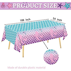 122Pcs Mermaid Birthday Party Decorations Set Mermaid Party Supplies Includes Plates, Napkin, Fork, Cup, Tablecloth, Banner for Baby Shower Ocean Birthday Party Decorations, Serves 24