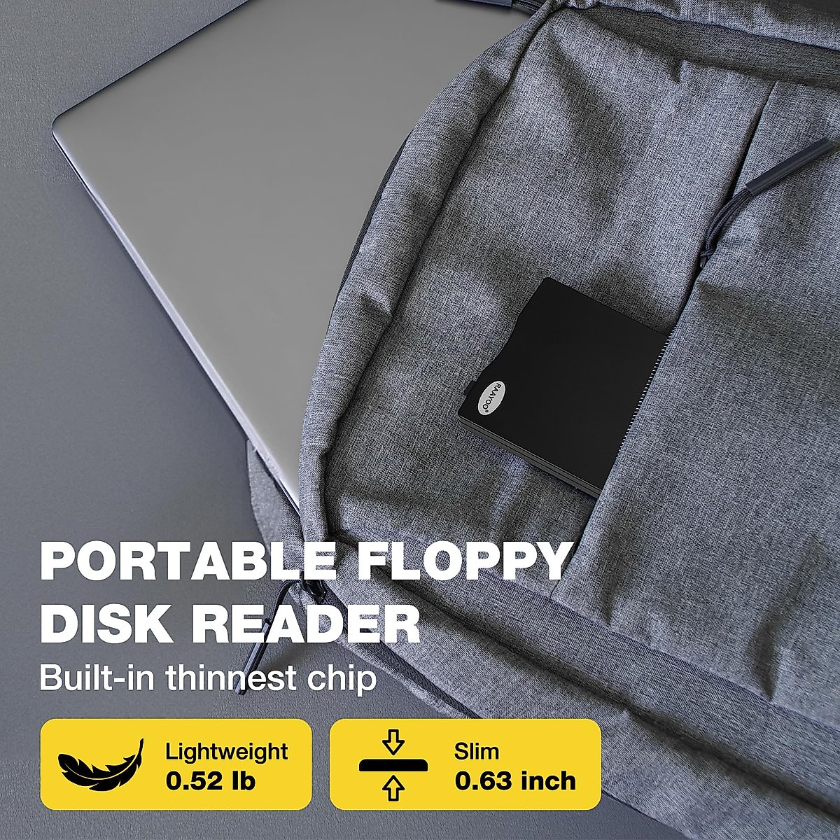 Floppy Disk Reader, External USB 2.0 & Type C Floppy Disc Reader, Portable 3.5 inch 1.44 MB Floppy Disk Drive for PC Laptop and Desktop with Windows 11/10/8/7/XP