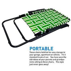 EasyGo Product Portable – Retro Style High Back Design – Outdoor Webbed Chair for Backyard, Camping, Sporting Events – Easy Folding, 2 Pack, Dark/Light Green