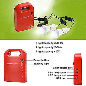 MeetUs Portable Home Outdoor Generation System Small DC Solar Panels Lighting Charging Generator Power System, 2 Pcs Lighting Bulb + 4 In 1 USB Charging Cable