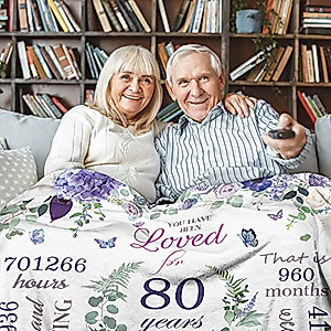 80th Birthday Gifts for Women, Women 80th Birthday Decorations, 80th Birthday Gifts for Her, Birthday Blanket Birthday Gifts Ideas for Grandma, Mom, Sister, Wife, Friend, Aunt, Soft Blanket 50’’X60’’
