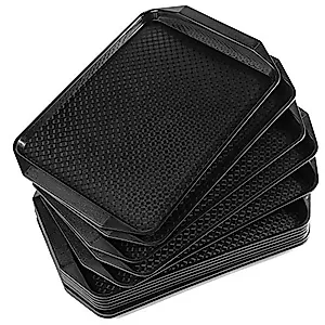 Aebeky Plastic Fast Food Tray,16.7 by 11.8-Inch,Set of 12 (Black)