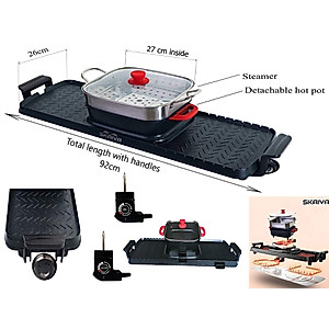 SKAIVA Electric Hot Pot with Grill and Steamer 3 in 1 Detachable Shabu Shabu Hot pot Electric Indoor Korean BBQ Grill, Smokeless Non-Stick KBBQ Hotpot Grill Combo (GP-009A)