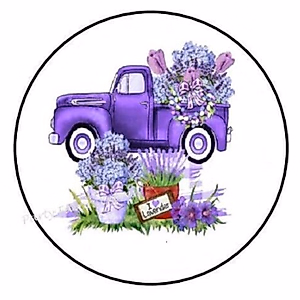 Party Favors Express 30 Pcs 1.5 Inch Lavender Truck Stickers - Flower Truck Stickers - Lavender Stickers Envelope Seals Labels - D AA61RK