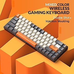 MAGIC-REFINER RK68 60% Wireless Mechanical Keyboard, Bluetooth 5.0/2.4GHz with Dual Mode 2-in-1 Receiver, Compact 68-Key Hot Swappable Gaming Keyboard, Linear Red Switch for PC Mac Xbox Smartphone