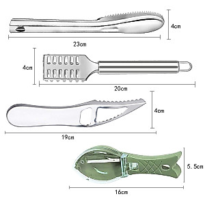 Fantasyon 4 Pieces Fish Scales Remover Stainless Steel Kitchen Fish Scaler Fish Skin Graters Cleaning Peeler Scaler Scraper with Bottle Opener for Kitchen Fish Scales Skin Removing Peeling Tools