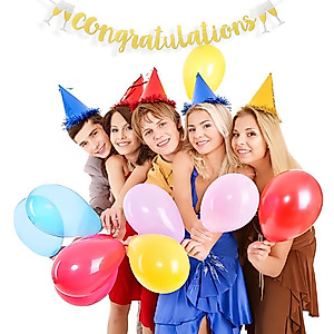 Congratulations Banner|Wedding|Anniversary|Graduation|Retirement Party Decorations Supplies Shimmering Gold Letters Banner Cheers