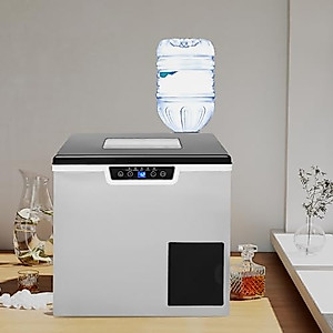 Porkke Square Ice Maker, Ice Crusher, Commercial Ice Maker, 150-180W Desktop Ice Maker, Freestanding Stainless Steel Ice Maker for Milk Tea Shops, Coffee Shops, Offices