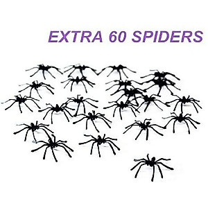 600sqft Halloween Stretch Spider Webs Indoor & Outdoor Spooky Spider Webbing with 56 Fake Spiders for Halloween Decorations