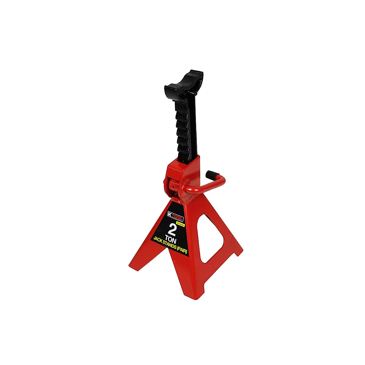 K Tool International 61201 2 Ton Automotive Jack Stands for Garages, Repair Shops, and DIY, Lightweight, 4,000 lbs. Capacity, Heavy Duty Steel Frame, Adjustable Height 10.75"-16.73", Red/Black, Pair