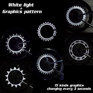 DAWAY A08 Bike Wheel Lights - Led Bicycle Tire Valve Stem Light, 2 Pack, Waterproof Neon Flashing Bycicle Lamp, Cool Safety Accessories for Boys, Kids, Adults, Motion Activated, White Graphics