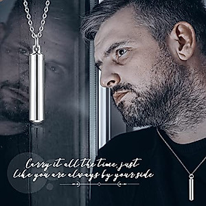 Urn Necklace for Ashes Cremation Cylinder Memorial Stainless Steel Memorial Pendant for Women Men Loved Ones (Silver,10 Pieces)