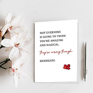 Qiliji Funny Encouragement Card for Men Women, Support Card for Friend, Affirmation Card for Sister Brother, Thank You Card, Not Everyone Think You're Amazing And Magical