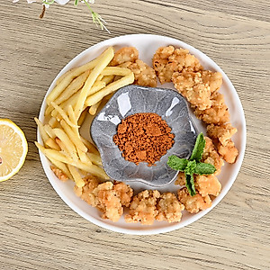 Dipping Bowls Set of 6, Ceramic Soy Sauce Dish, Flower Dipping Sauce Bowls, Pinch Bowls, Special Reactive Glazed Small Condiment Finger Bowls for Dip Sushi Soy Sauce Cup Dish