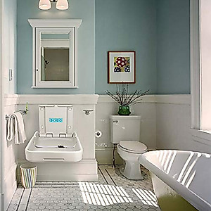 Modundry Baby Changing Diaper Station - Vertical Wall Mounted, Sturdy & Durable- with Safety Straps for Commercial Restrooms(White Granite)