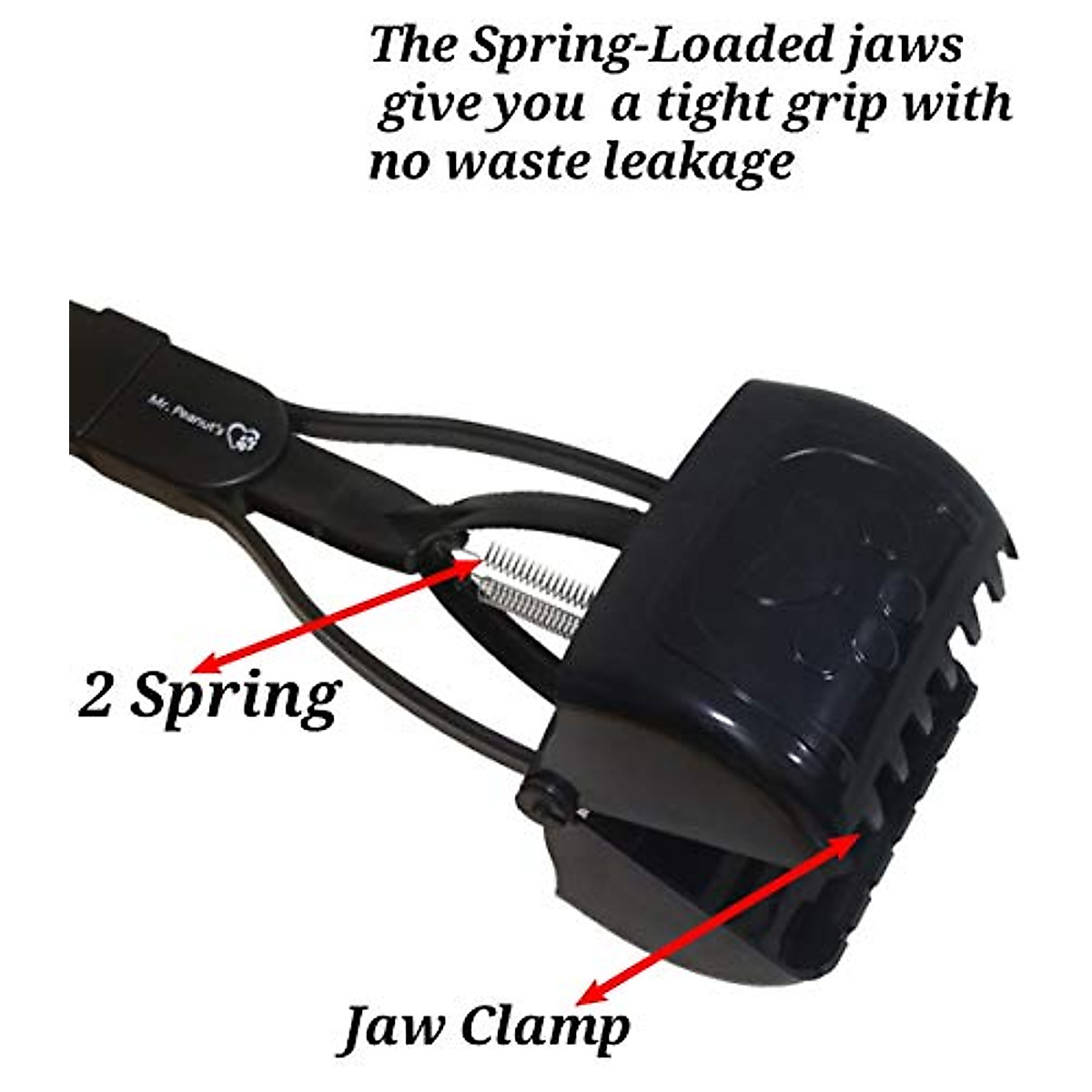 Mr. Peanut's 32" Tall Profile Pooper Scooper, Heavy Duty ABS Frame & Bin, Durable Double Spring Clamp, Lightweight Design, Simple One Step Assembly