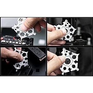 Pentagon Snowflake Multi Tool 23-in-1Carbon Steel Snowflake Handy Tool With Keyring,Portable Screwdriver/Wrench/ Bottle Opener Multitool Funny Gifts (Pentagonal snowflake（Silver）)