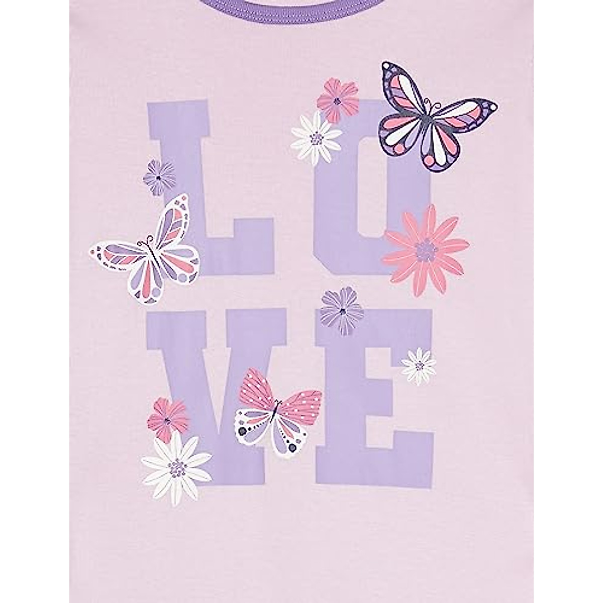 The Children's Place Girls' Long Sleeve Top and Pants Snug Fit 100% Cotton 2 Piece Pajama Set, Butterfly Floral-Big Kid