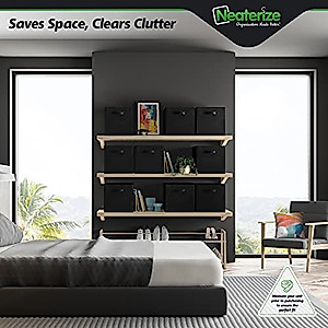 13x13 Large Storage Cubes (Set of 9). Fabric Storage Bins with Dual Handles | Cube Storage Bins for Home and Office | Foldable Cube Baskets For Shelf | Closet Organizers and Storage Box (Black)