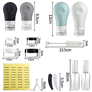 Gemice Travel Bottles for Toiletries, TSA Approved Travel Containers Leak Proof Silicone Squeezable Travel Accessories Set 2oz 3oz for Shampoo Conditioner Lotion Body Wash (16 Pack)