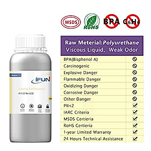 IFUN Jewelry Casting Resin for LCD 3D Printer Lost Wax Dental Casting UV-Curing Resin 405nm-Easy to Print- High Resolution Photosensitive Castable Resin Liquid- Bright Green 500ml
