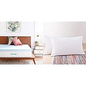 LINENSPA 3 Inch Gel Infused Memory Foam Twin Mattress Topper & 2 Pack Shredded Memory Foam Pillows - Moldable, Fluffable, Customizable - Universally Comfortable - Standard