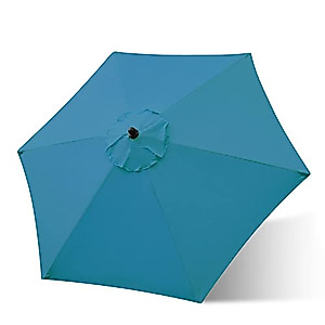 Sunnyglade 7.5Ft 6 Ribs Umbrella Canopy Replacement Patio Top Cover For Market Umbrella (Teal Blue)