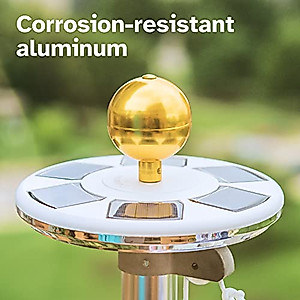 Deneve Gold 3" Flag Pole Ball Topper Ornament, Weatherproof Finial Flagpole Top Replacement with Aluminum Anodized Finish, Fits Standard USA Flag Pole, Solar Light & Pulley Truck