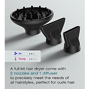 Blow Dryer,110000RPM High-Speed Brushless Motor, Fast-Drying Negative Ions Intelligent Constant Temperature Hair Care Dryers, Professional Hair Dryer with 3-in-1 Attachments, for Home&Salon