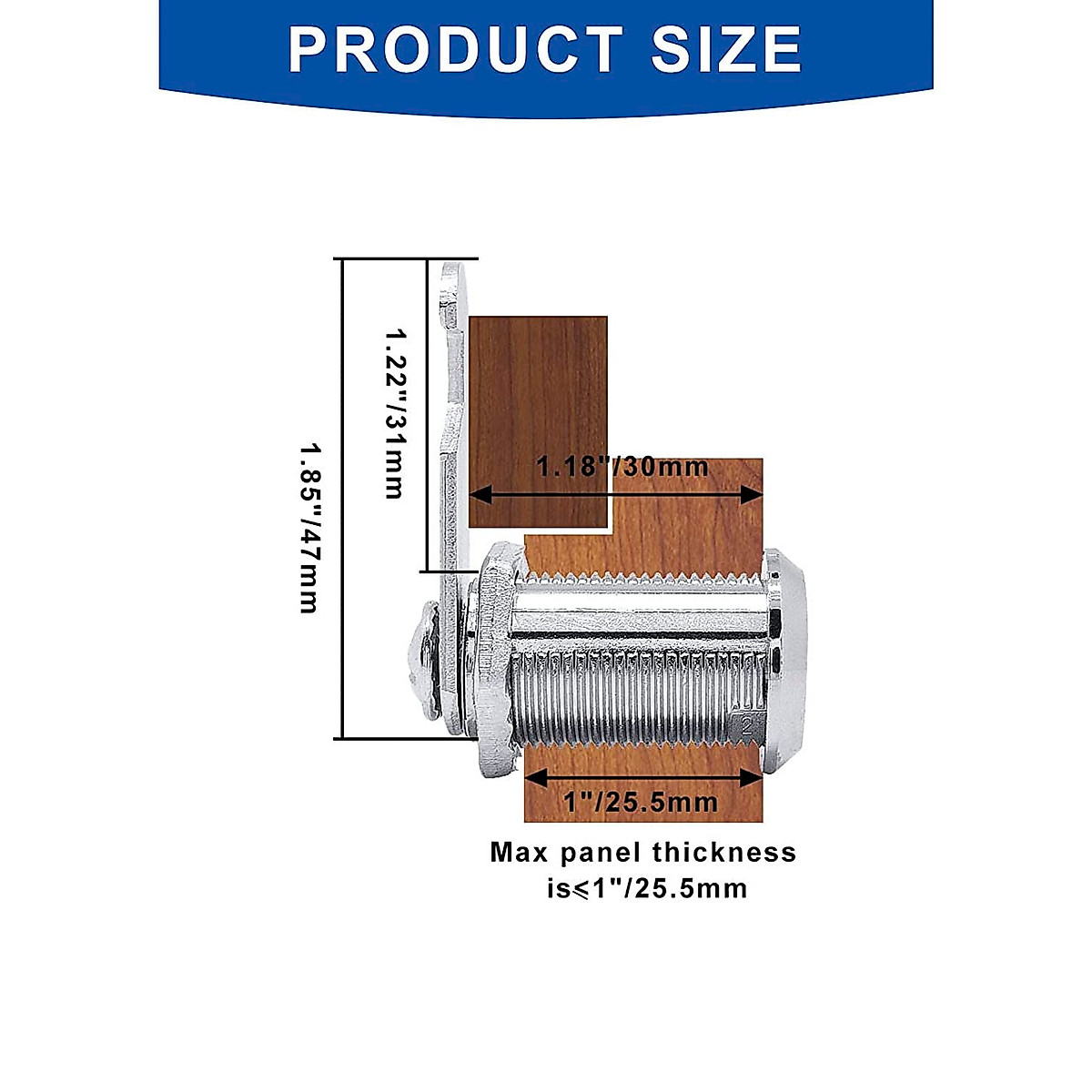 SWZHAI 3 Pcs Cabinet Cam Locks, 1-1/8" Mailbox Lock Cabinet Locks Keyed Alike Drawer Locks with Keys, Zinc Alloy Tool Box Locks Rv Compartment Locks for Secure Important Files and Drawers