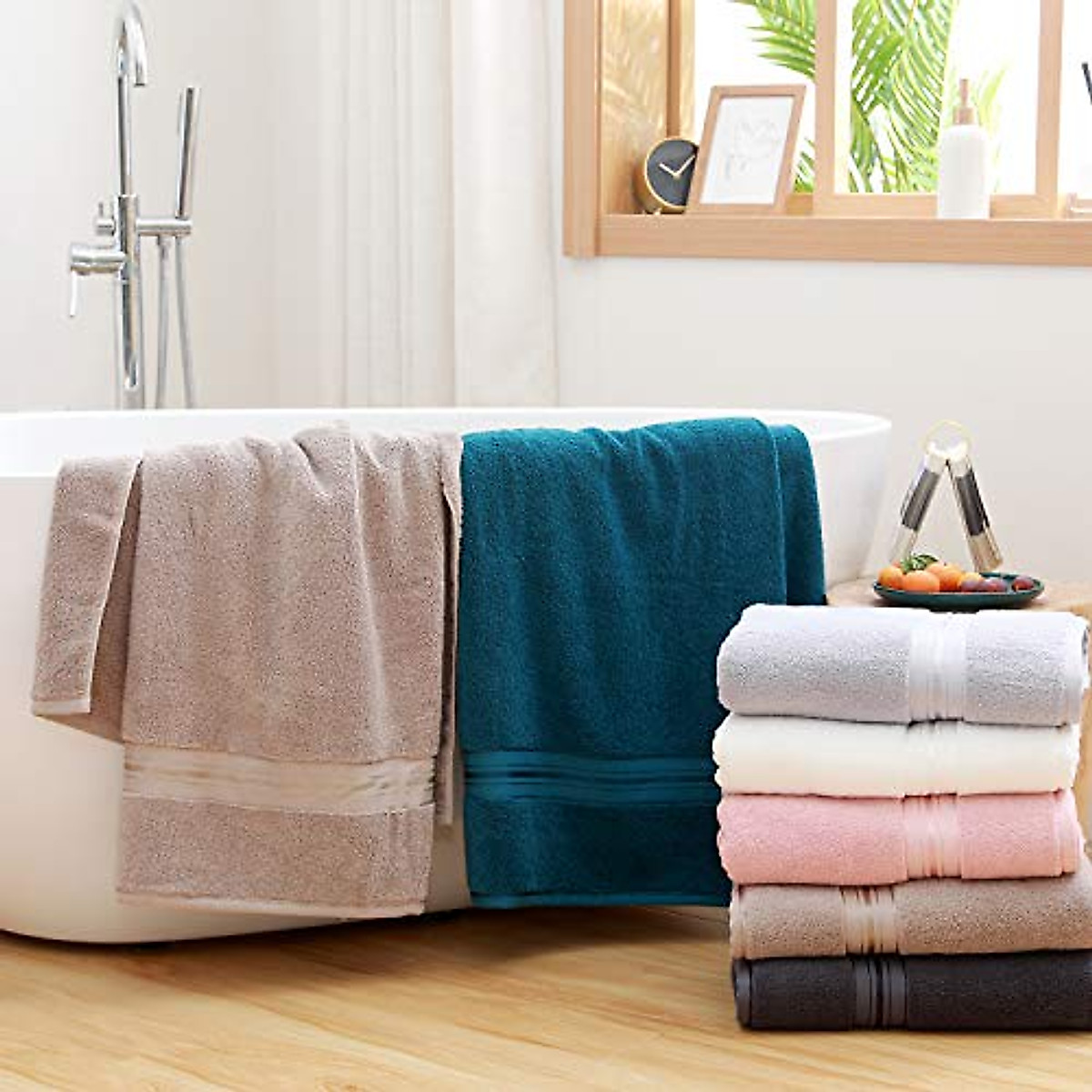 900 GSM 100% Egyptian Cotton Towel,Oversized Bath Towels - Heavy Weight & Absorbent - top Luxury Bath Towels at a Seven-Star Hotel in Dubai,28 x 60 inches,2-Piece (Violet)