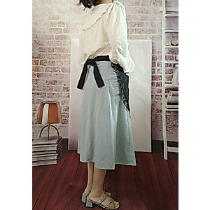 Vanoker Chef White Cotton Waist Aprons Home Kitchen Restaurant Photo Props Florist Shop Maid Waiter Waitress Lace Half Apron (White, 19.6L)