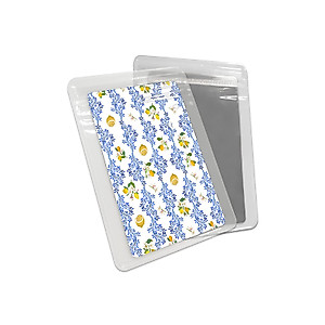 Carosoffe Summer Lemon Small Compact Mirror for Purse, Blue Leaves Flower Botanical Travel Makeup Mirror for Women Men, Rectangular Handheld Compact Pocket Mirror 4 PCS