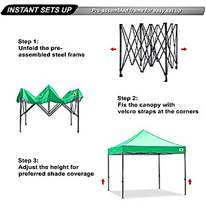 ABCCANOPY Patio Pop Up Canopy Tent 10x10 Commercial-Series (Kelly Green)