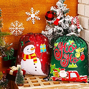 Mixweer 24 Pcs Christmas Drawstring Gift Bags Bulk Xmas Kid Snowman Goodies Snack Treat Presents Wrapping Reusable Children Birthday Party Sport Supplies 12 x 10 Inch (Vivid Style)