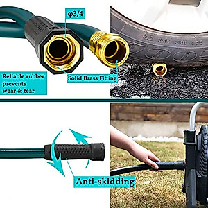 Worth Garden Short Garden Hose 3/4 in. X 25ft. NO KINK,No Leak,HEAVY DUTY Durable PVC Water Hose with Brass Hose Fittings Swivel Grip,Male to Female Fittings,12 YEARS WARRANTY, Dark Green,H065B04