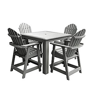 Highwood AD-CNA44-CGE Hamilton 5 Piece Square Counter Height Dining Set, Coastal Teak