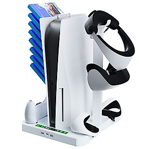 For PS5 Console Cooling Dock, PSVR 2 Handle Charging Dock, for PS5 Controllers Charging Station, VR Headset Game Disc Helmet Storage Rack