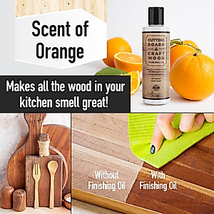 Craft Wood Finishing Oil + Conditioner - 8oz Food-Safe Wood Oil With Citrus Scent - Made in USA - Natural Mineral Oil for Cutting Board, Butcher Block, Kitchen Utensils - Oil + Seal Wood Burned Crafts