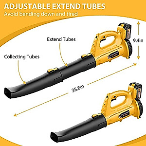 EKACO Leaf Blower - 320 CFM 150 21V MPH Leaf Blower Cordless with 4.0Ah Battery and Charger, Electric Leaf Blower with 6-Speed Control 2 Section Tubes for Lawn Care, Yard, Snow Debris, and Dust